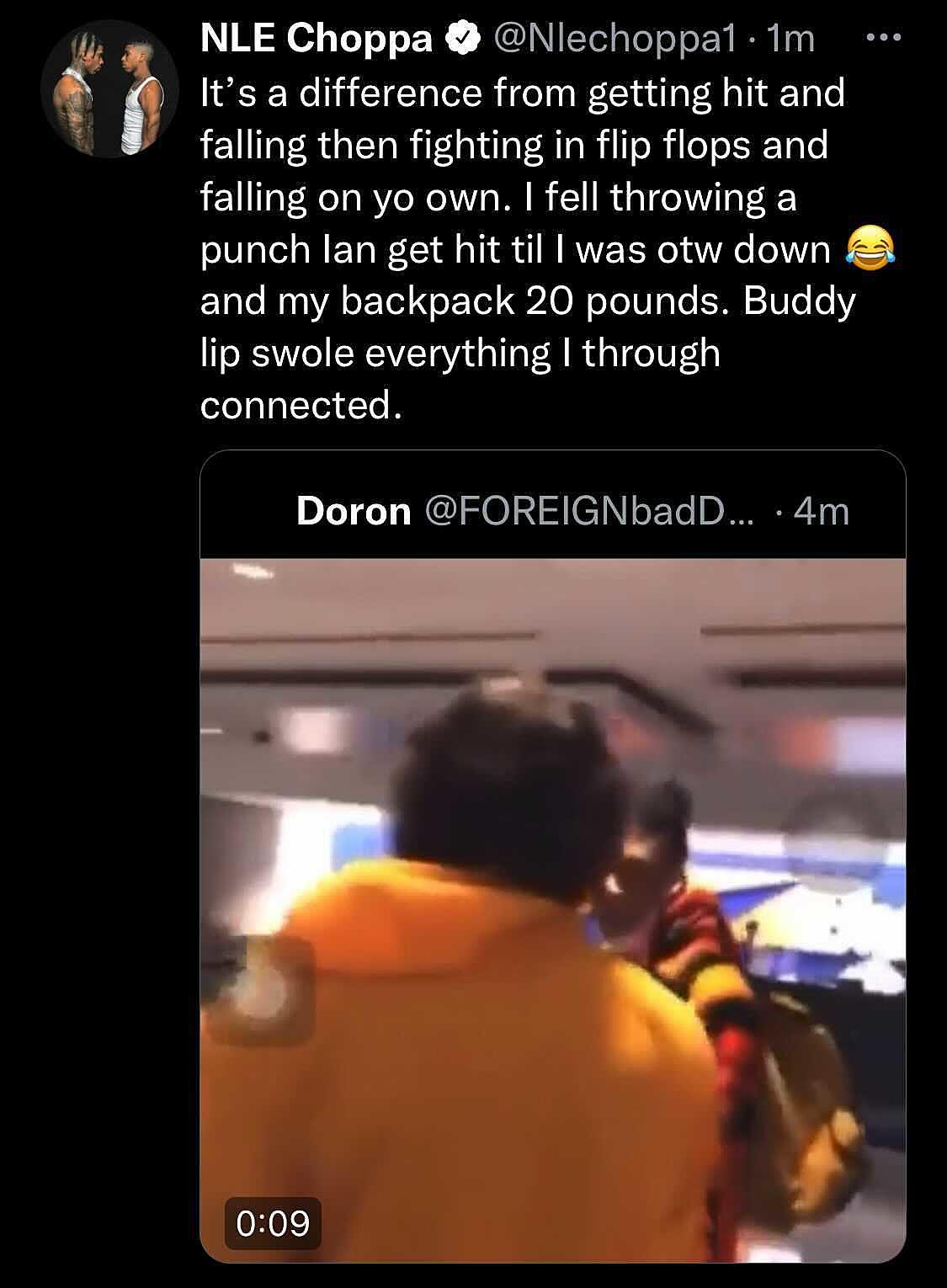 NLE Choppa se bat avec un "fan" dans un aéroport