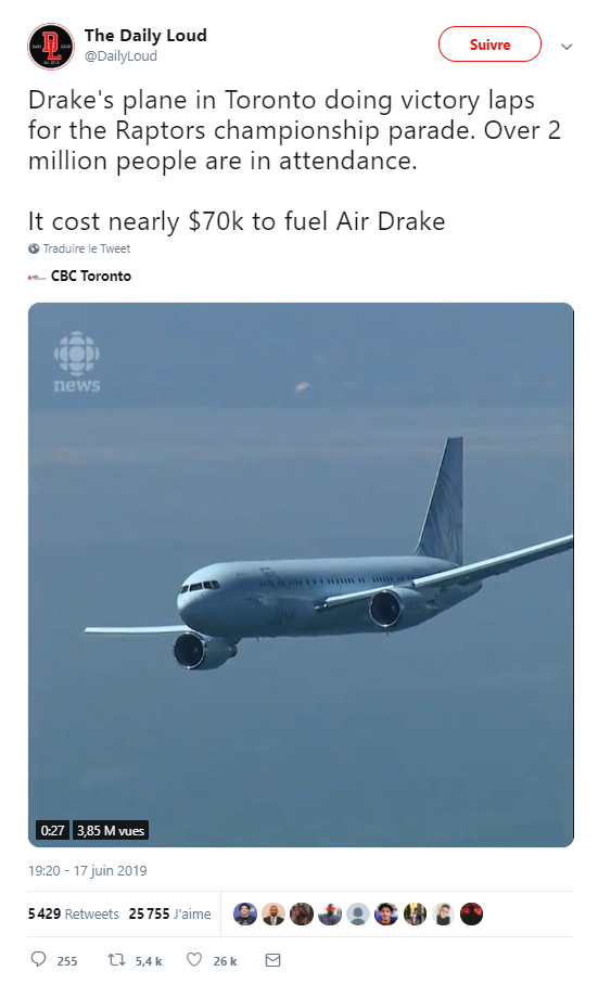 Drake célèbre le titre de champion NBA avec les Toronto Raptors