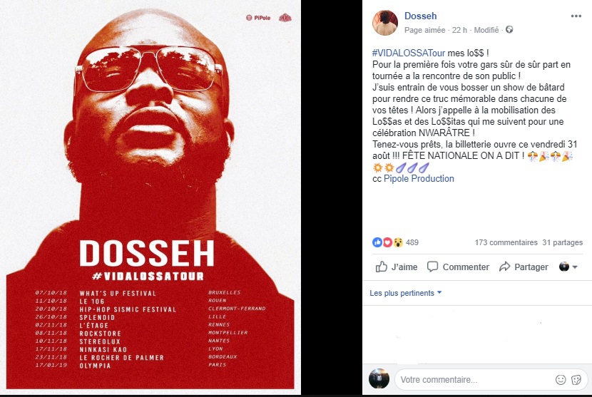 Dosseh part en tournée
