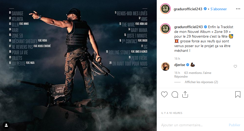 Gradur dévoile la tracklist de son album "Zone 59"
