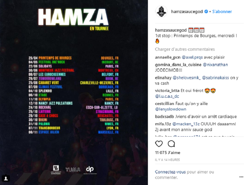 Hamza part en tournée
