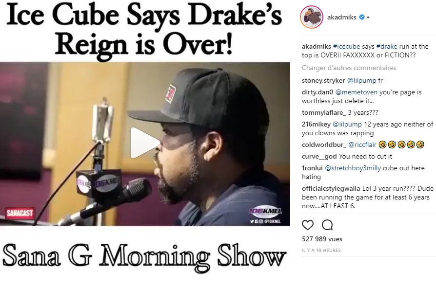 Ice Cube prédit la fin de carrière de Drake