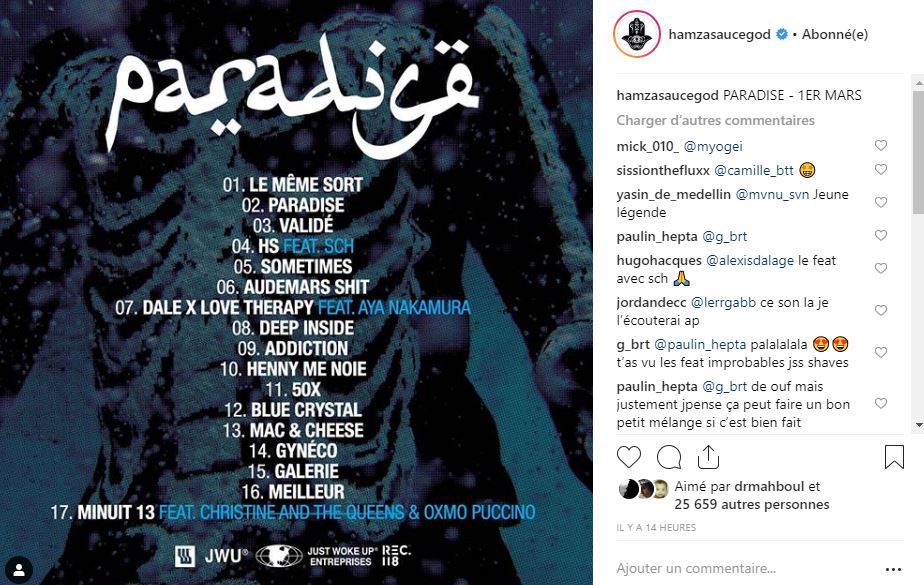 Hamza dévoile enfin la tracklist de son album ''Paradise''