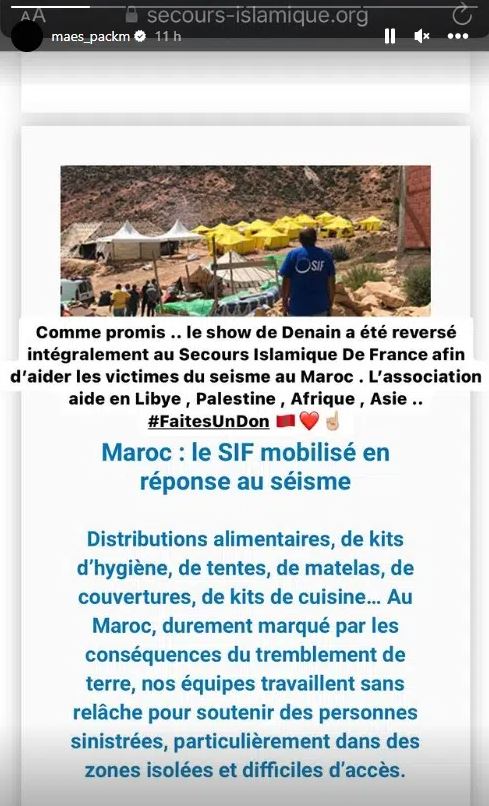 Maes vient en aide aux victimes du séisme au Maroc